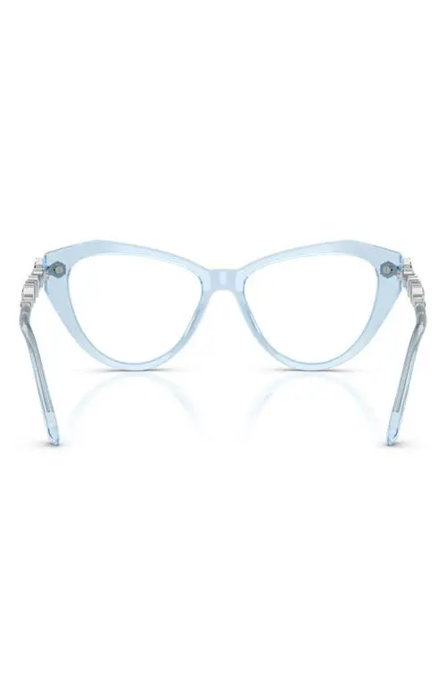 SWAROVSKI 53mm Cat Eye Optical Glasses - Transparent Blue/demo Lens