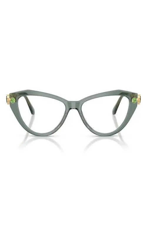 SWAROVSKI 53mm Cat Eye Optical Glasses - Transparent Green/demo Lens
