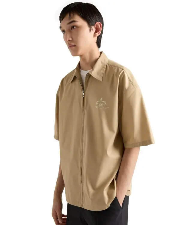 Prada Short-sleeved Technical Cotton Shirt - Neutral | Editorialist