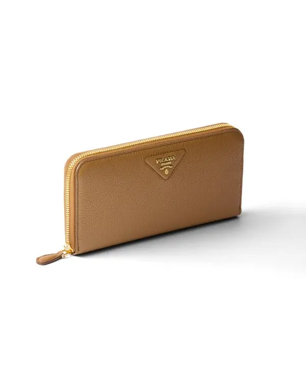 Prada Large Leather Wallet - Brown