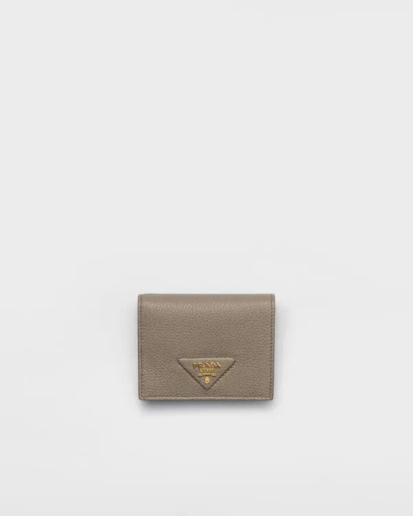 Prada Small Leather Wallet - Clay Grey
