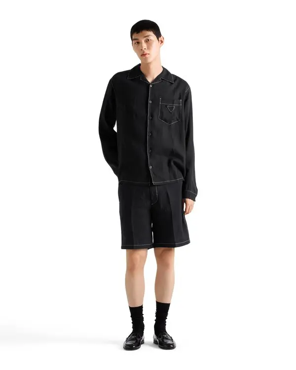 Prada Linen Hirt - Black