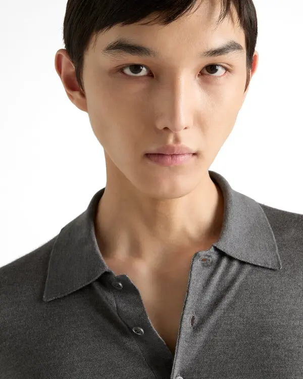 Prada Cashmere And Silk Polo Shirt - Grey