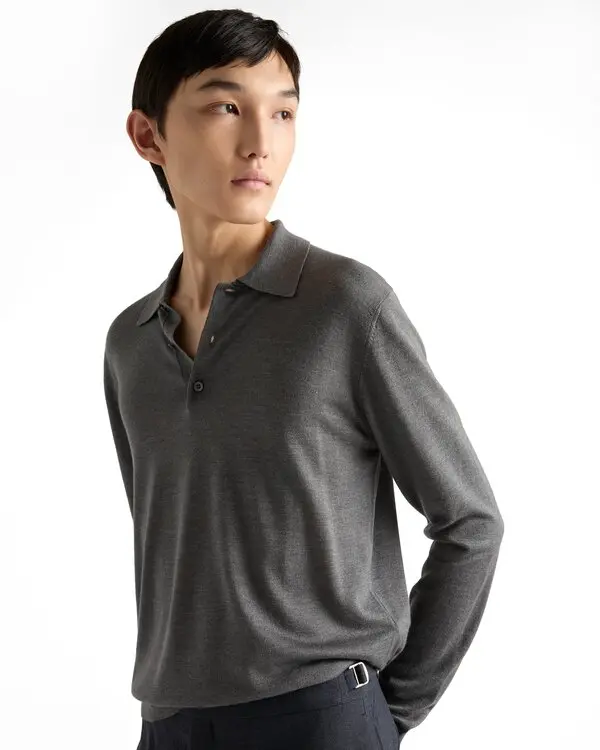 Prada Cashmere And Silk Polo Shirt - Grey