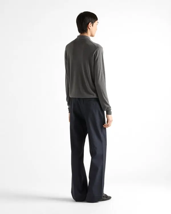 Prada Cashmere And Silk Polo Shirt - Grey