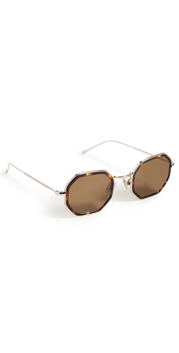 Illesteva Dylan Sunglasses Star Tortoise/Gold W/ Brn Flat