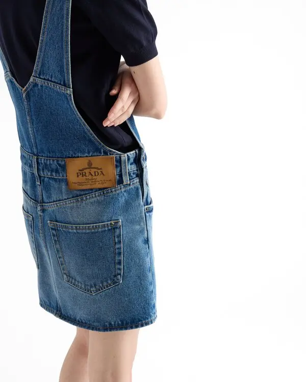 Prada Denim Bib Overall Mini-dress