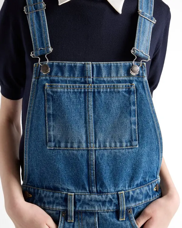 Prada Denim Bib Overall Mini-dress