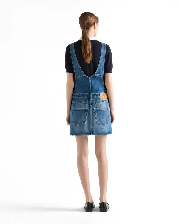 Prada Denim Bib Overall Mini-dress