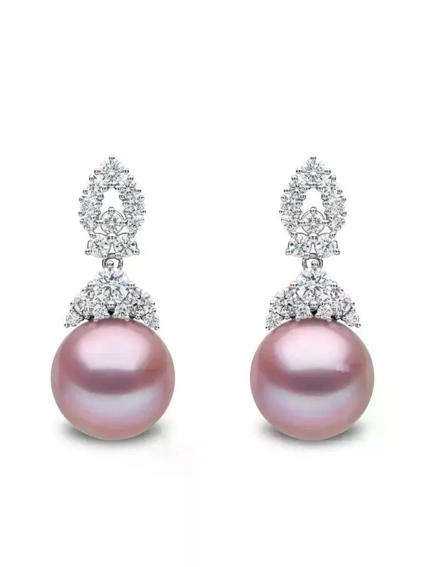 Yoko London 18k White Gold Pearl And Diamond Earrings - Silver