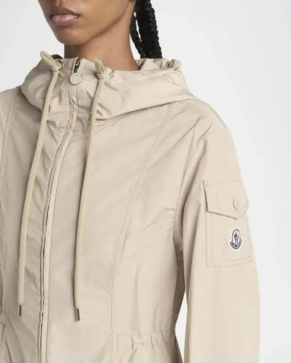 Moncler Laerte Long Hooded Parka - Beige