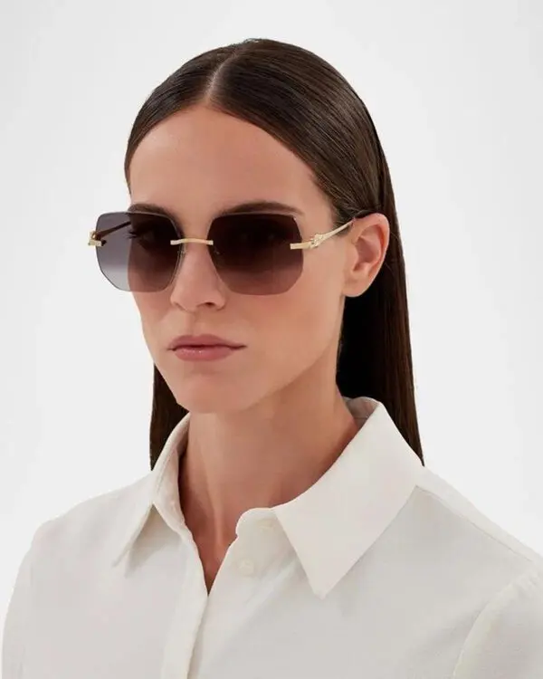 Cartier Rimless Butterfly Sunglasses - Gold