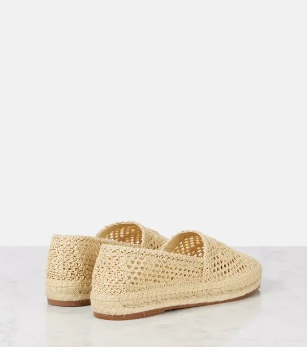 Chloé Isla Crochet Logo Espadrilles - Beige