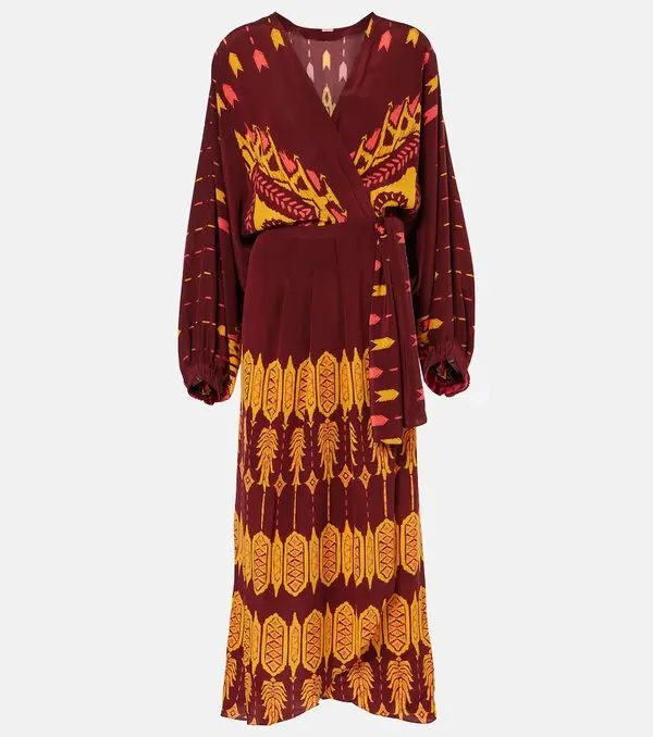 Johanna Ortiz Printed Silk Wrap Dress - Multicoloured