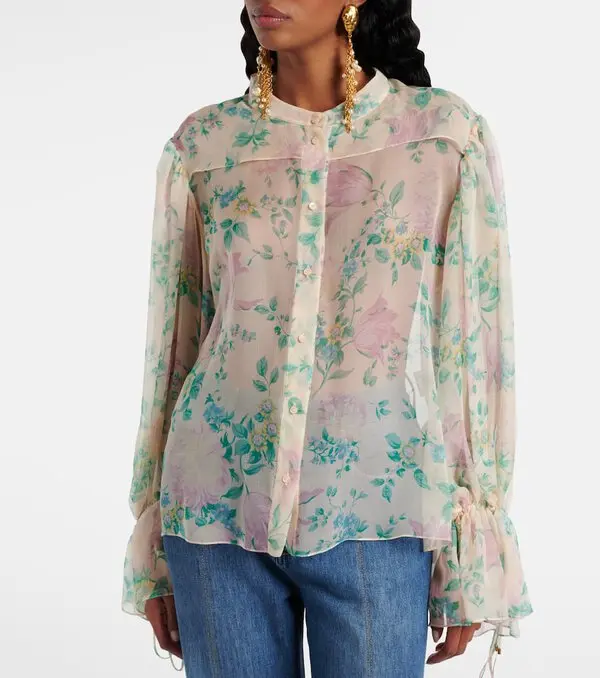 Chloé Sheer Silk Top - Multicoloured