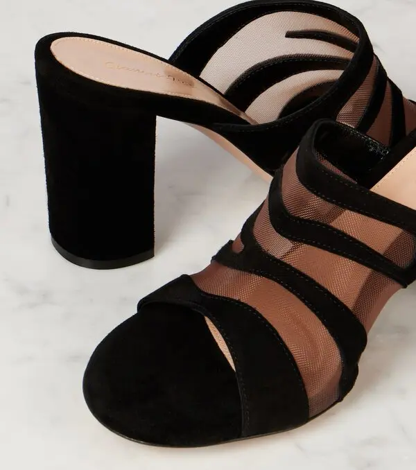 GIANVITO ROSSI Suede And Mesh Mules