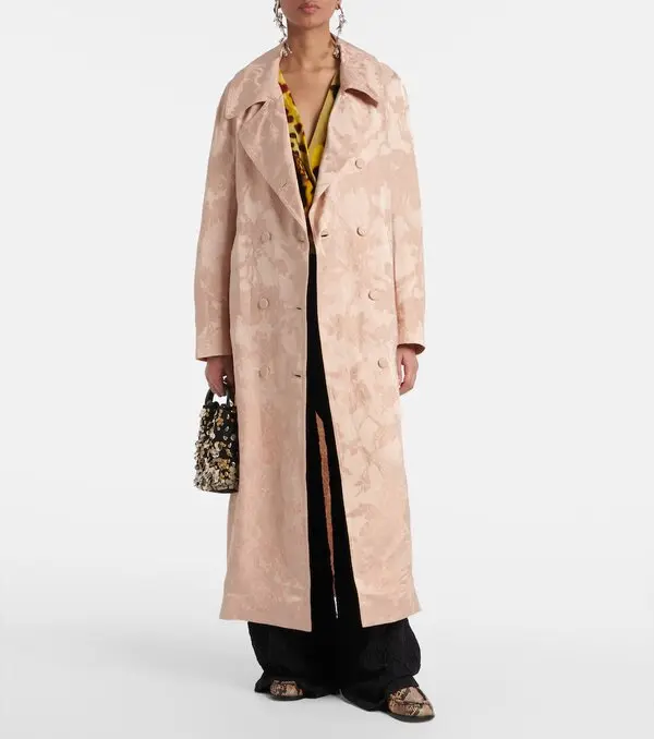 Dries Van Noten Floral Linen-blend Jacquard Coat