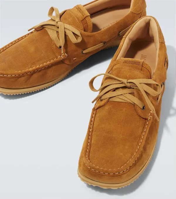 Jacquemus Batto Croc-effect Suede Boat Shoes