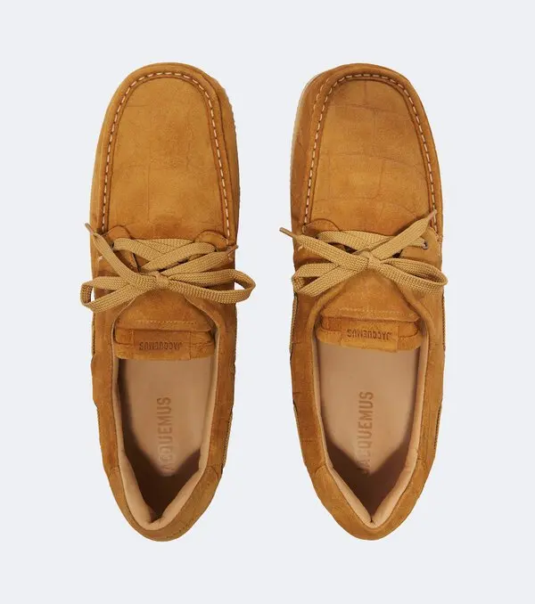 Jacquemus Batto Croc-effect Suede Boat Shoes