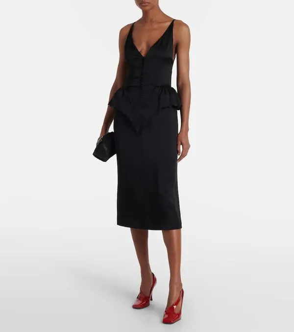 open back peplum dress Alyce Paris 7112 - Long Stretch Georgette Sheath Dress