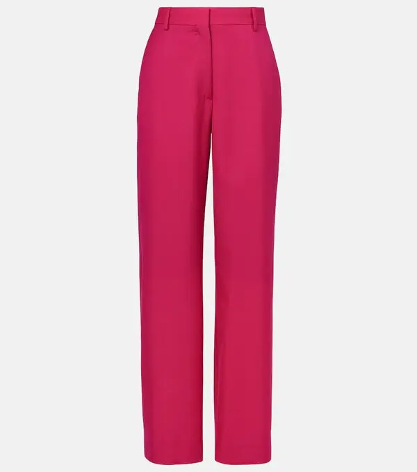 Dries Van Noten Wool And Mohair Twill Straight Pants - Pink