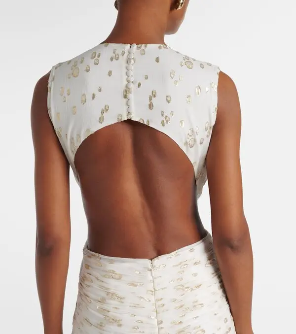 Costarellos Luccia Cutout Silk Jacquard Gown