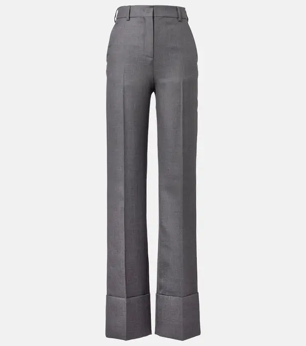 Valentino Garavani High-rise Straight Wool Pants - Grey
