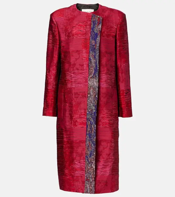 Dries Van Noten Cotton-blend Jacquard Coat - Pink