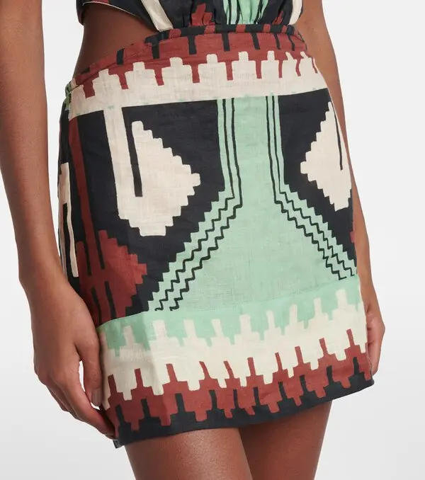 Johanna Ortiz Printed Halterneck Linen Minidress