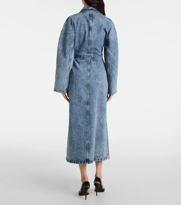 Alaïa Asymmetric Denim Coat - Blue