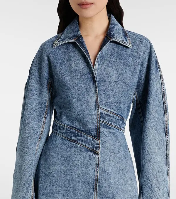 Alaïa Asymmetric Denim Coat - Blue