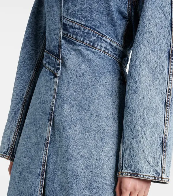 Alaïa Asymmetric Denim Coat - Blue