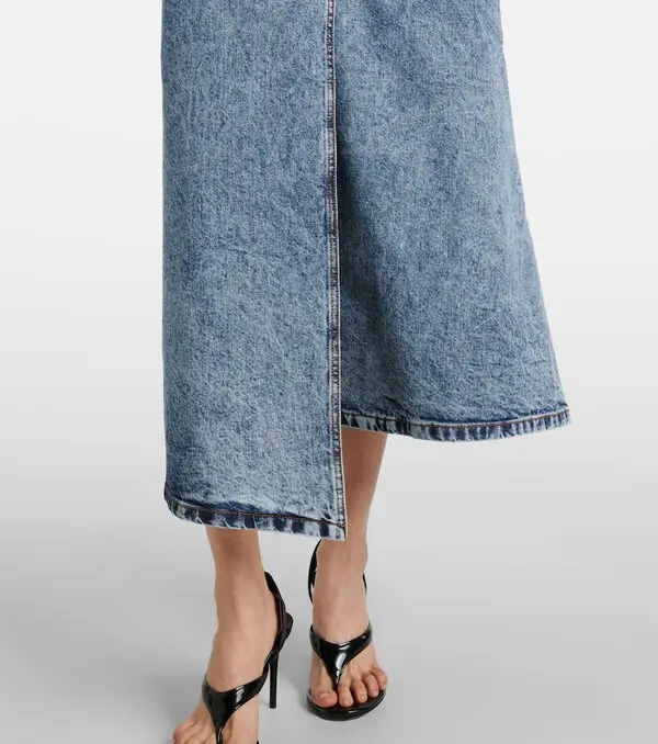Alaïa Asymmetric Denim Coat - Blue