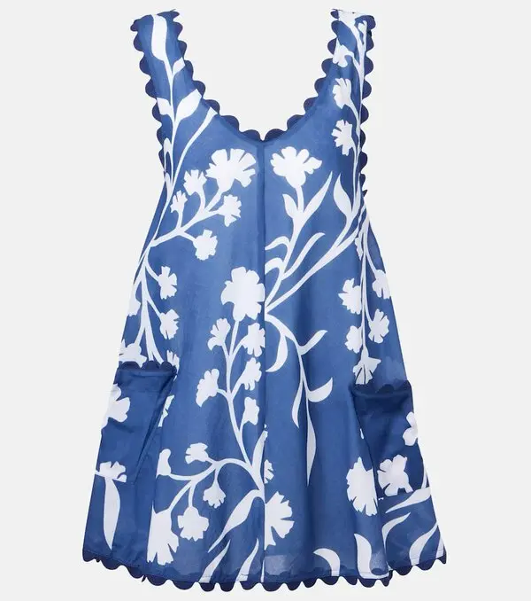 JULIET DUNN Floral Cotton Minidress - Blue