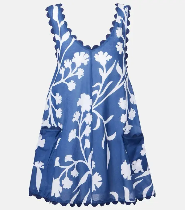 JULIET DUNN Floral Cotton Minidress - Blue