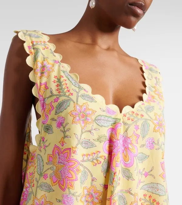 JULIET DUNN Floral Cotton Minidress - Yellow