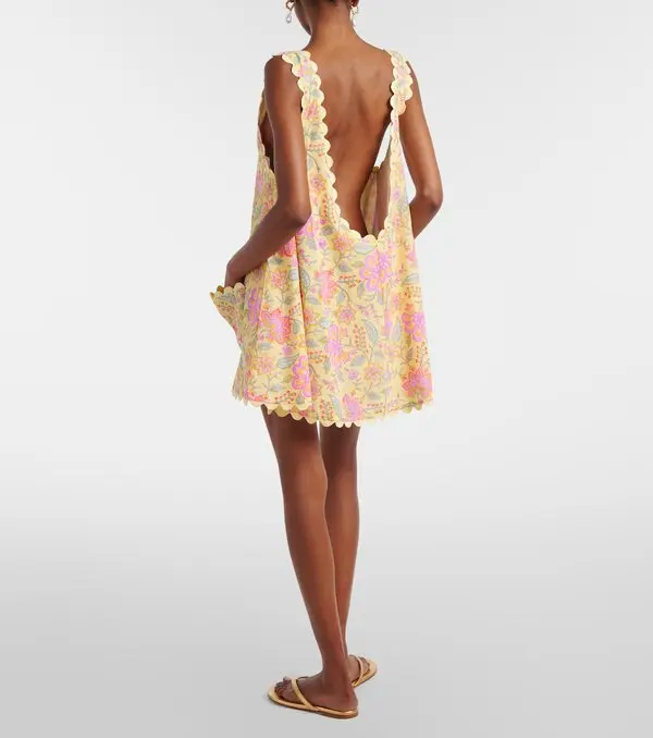 JULIET DUNN Floral Cotton Minidress - Yellow