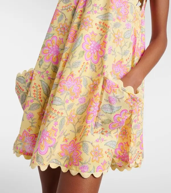 JULIET DUNN Floral Cotton Minidress - Yellow