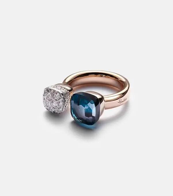 Pomellato Nudo 18k Ring With Topaz And Diamonds - Gold