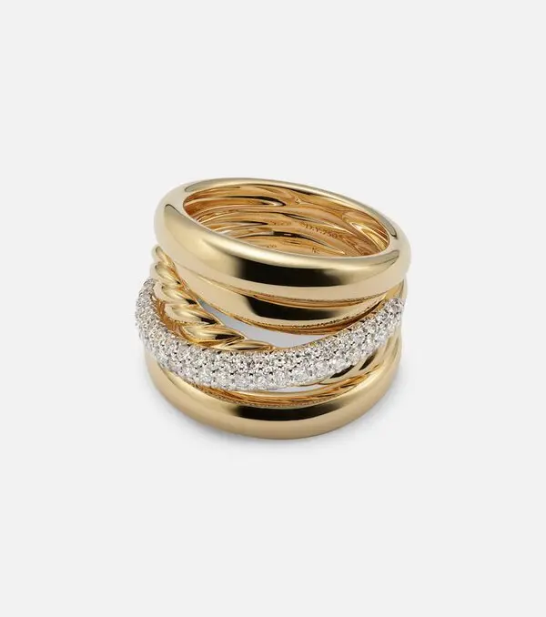David Yurman Dy Crossover® Ring With Diamonds - Gold