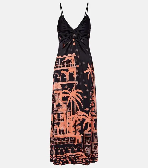 Johanna Ortiz Printed Jersey Maxi Dress - Black