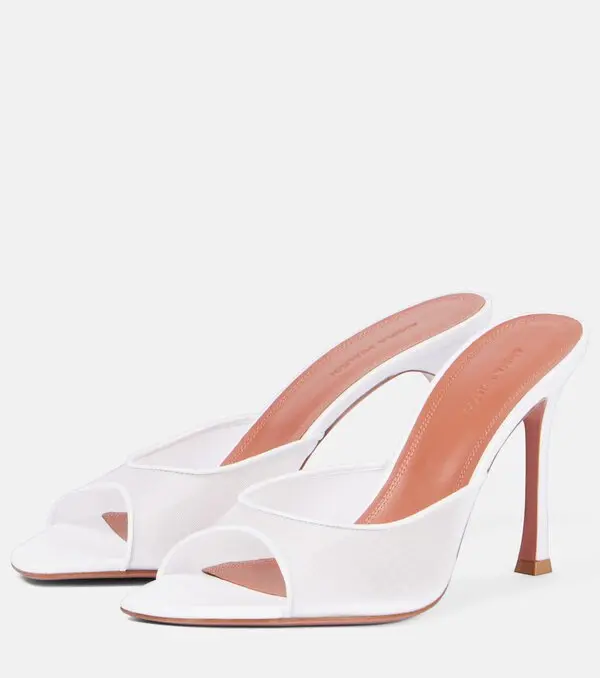 Amina Muaddi Bridal Alexa 95 Mesh Mules - White
