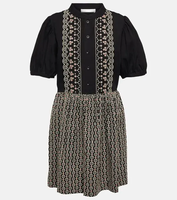 See By Chloé Floral Embroidered Cotton Minidress - Multicoloured