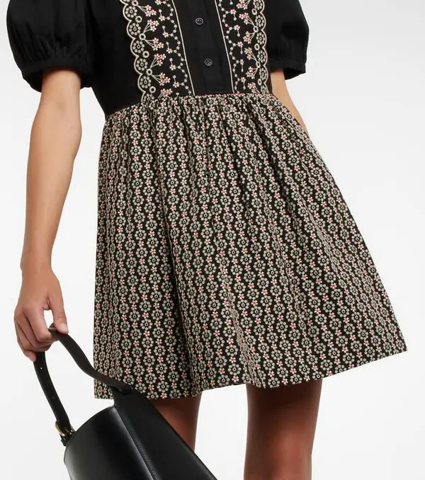 See By Chloé Floral Embroidered Cotton Minidress