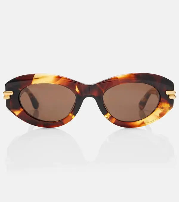Bottega Veneta Mitre Oval Sunglasses - Brown