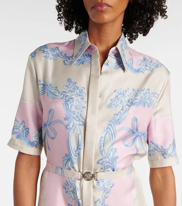 Versace Floral Silk Shirt Dress
