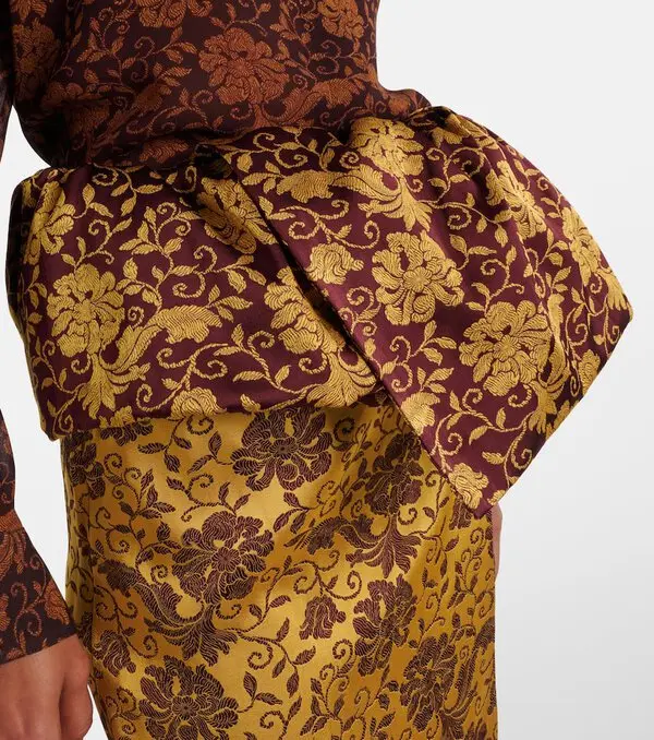 Dries Van Noten Floral Ruffled Midi Skirt