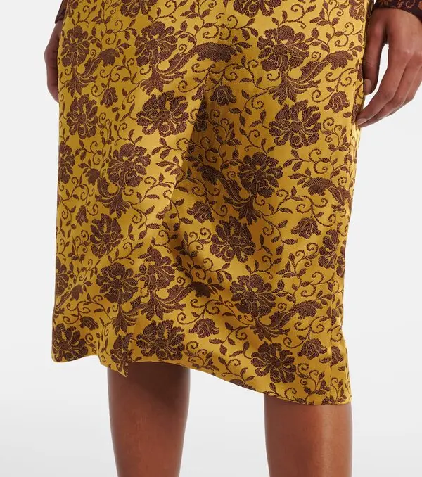 Dries Van Noten Floral Ruffled Midi Skirt