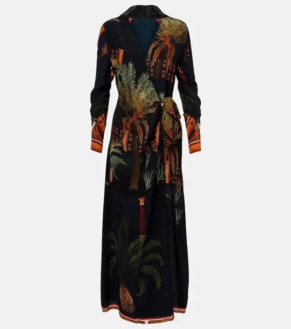 Johanna Ortiz Printed Silk Wrap Dress - Multicoloured