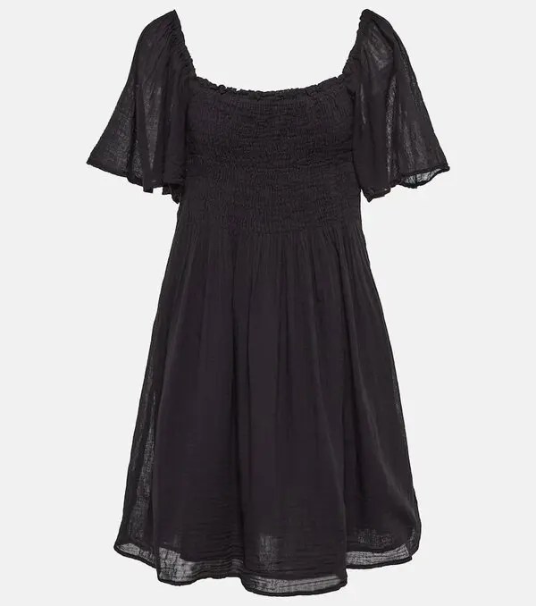 Velvet By Graham & Spencer Esme Cotton Gauze Minidress - Black